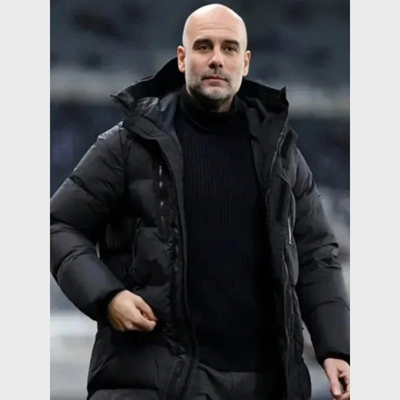 Pep Guardiola Black Puffer Coat - Stylish & Warm – JaketMakerUSA